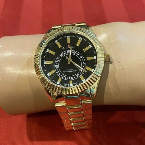 Luis Cardini | Accessories | Luis Cardini Mens Gold Tone Quartz Watch ...